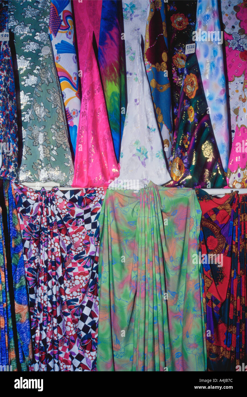 Textile market in the medina, selling beautiful fabrics for clothing ...