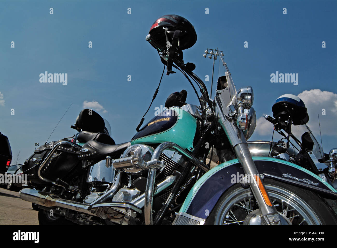 Harley Davidson motor bike parked in Texas Stock Photo - Alamy
