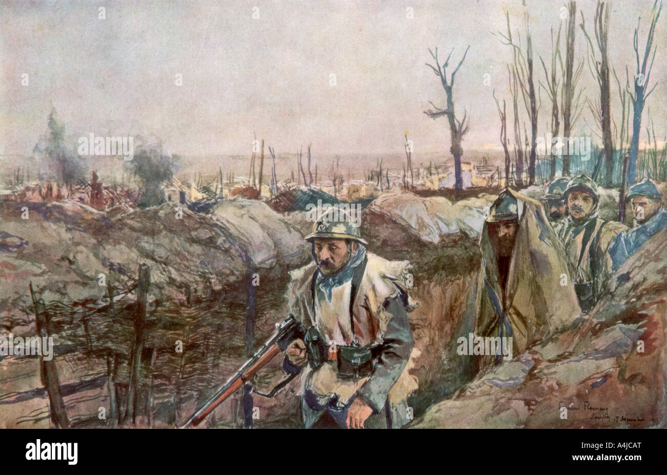 World war one wwi military army french soldiers trenches hi-res stock ...