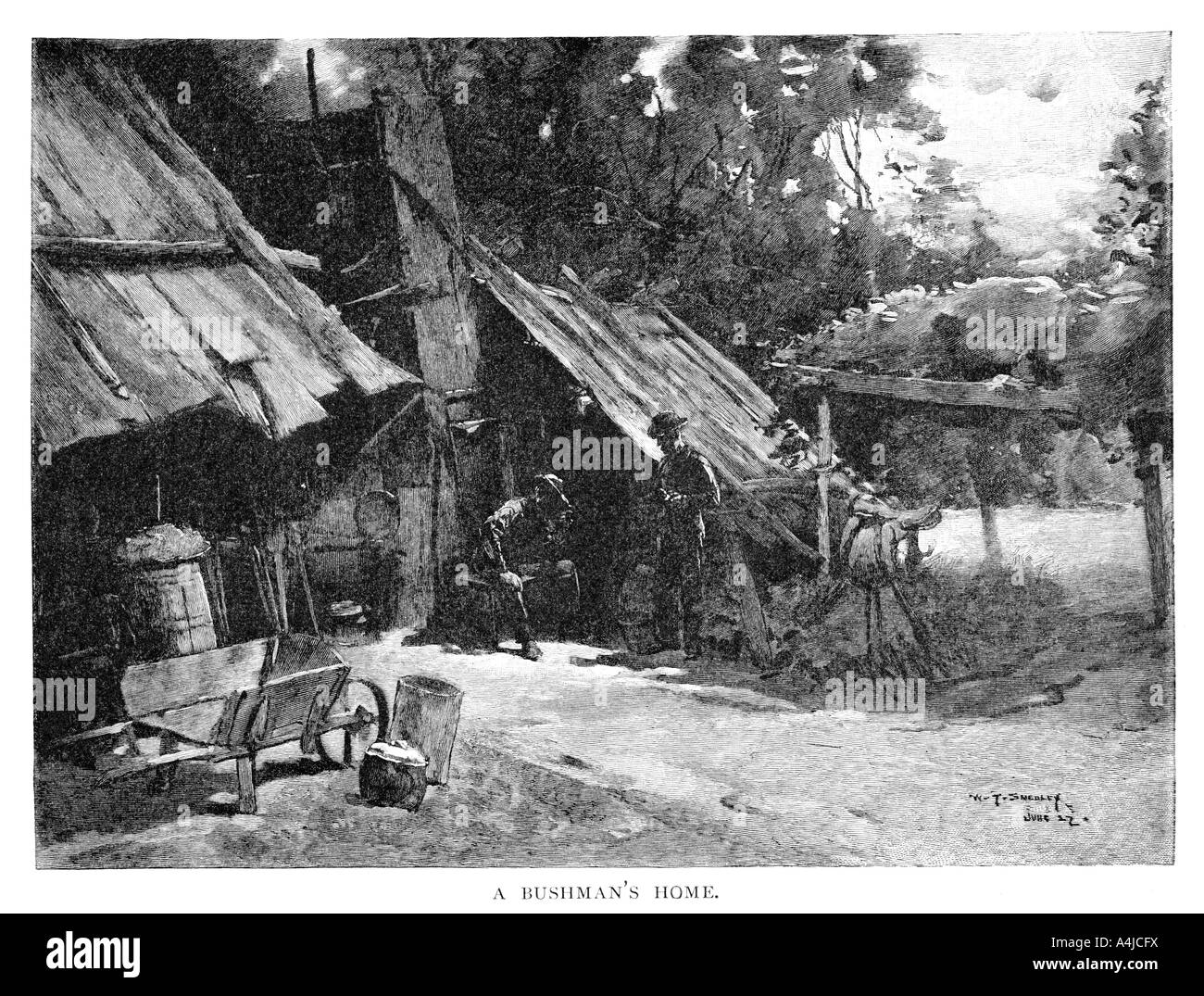 A Bushman's Home, Australia, 1886.Artist: William Thomas Smedley Stock ...