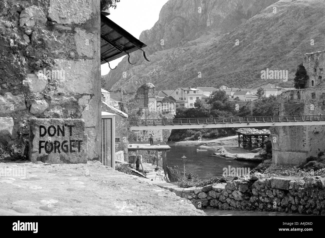 Destroyed stari most bridge Black and White Stock Photos & Images - Alamy