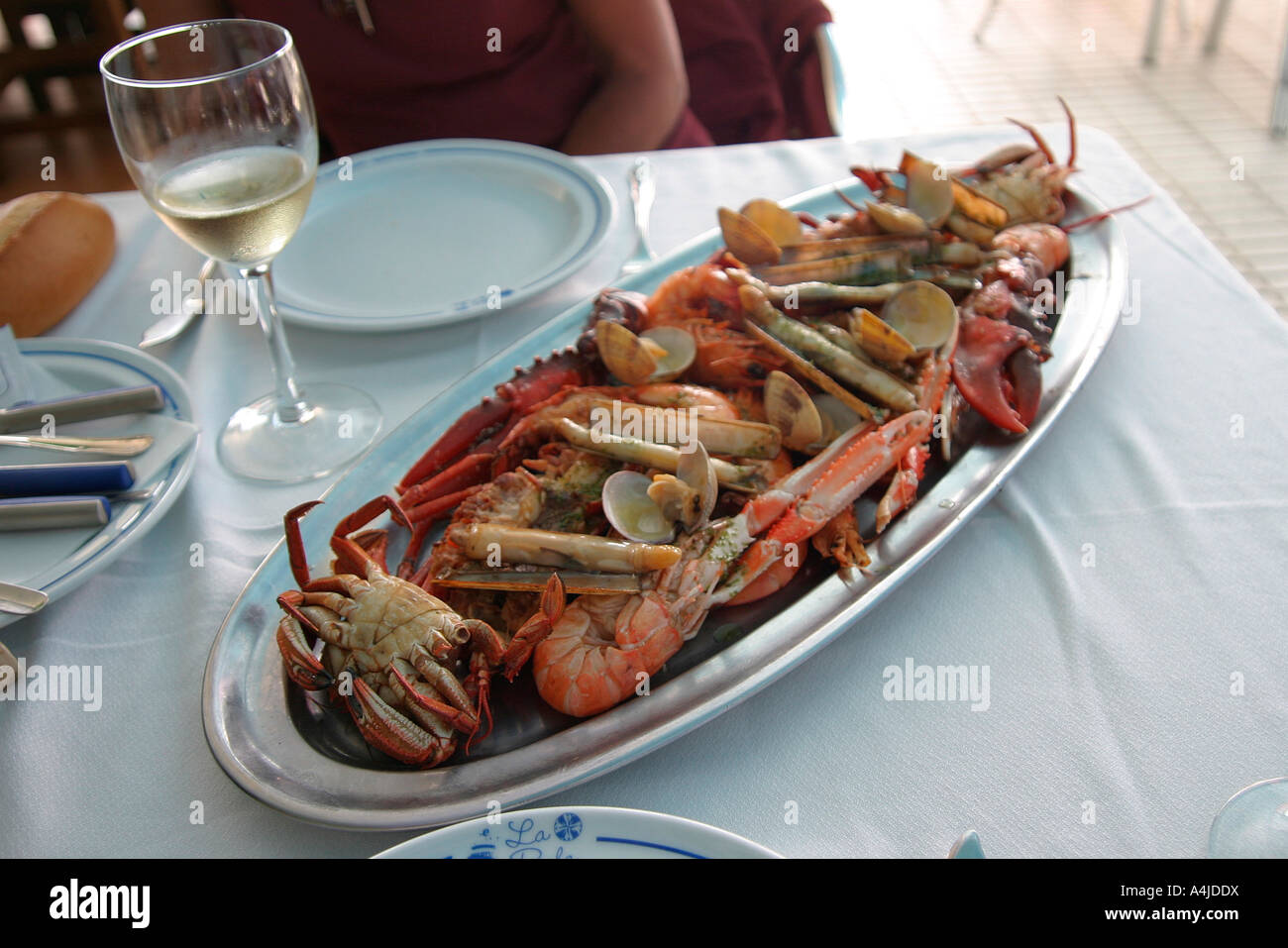 Grilled shellfish platter on Northern Spain's Costa Verde Stock Photo ...