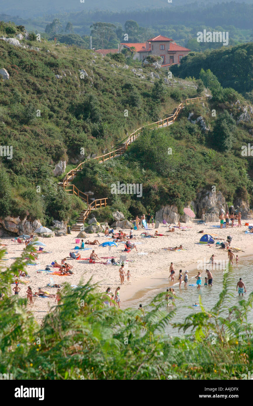 Pretty Green Poo Beach in Asturias, Northern Spain Stock Photo - Alamy