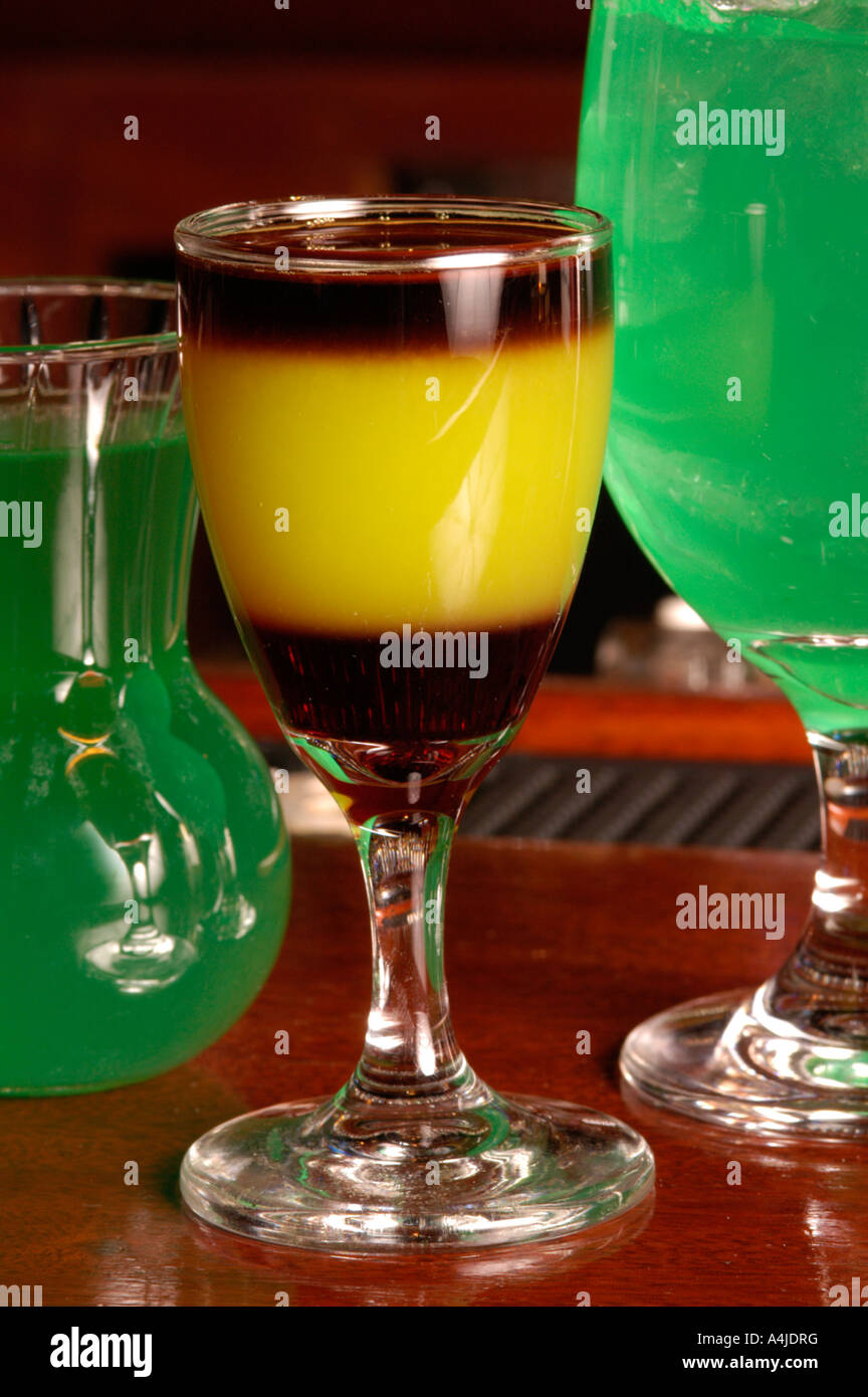 Brown and Yellow Layered Cocktail Stock Photo - Alamy