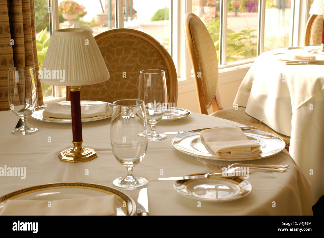 Tan Tables in Restaurant Stock Photo - Alamy