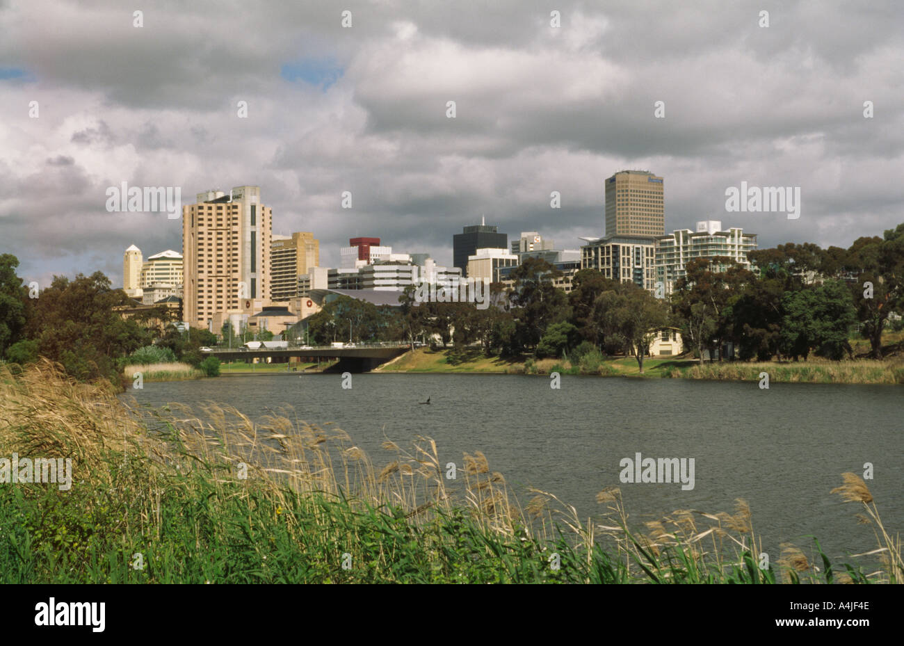 Adelaide CBD across Torrens lake Stock Photo - Alamy