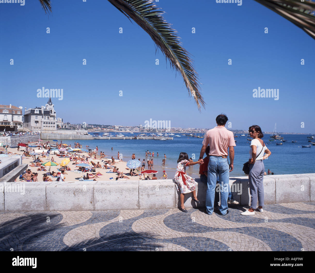 Praia da Ribeira de Cascais Beach and promenade view, Cascais, Estoril ...