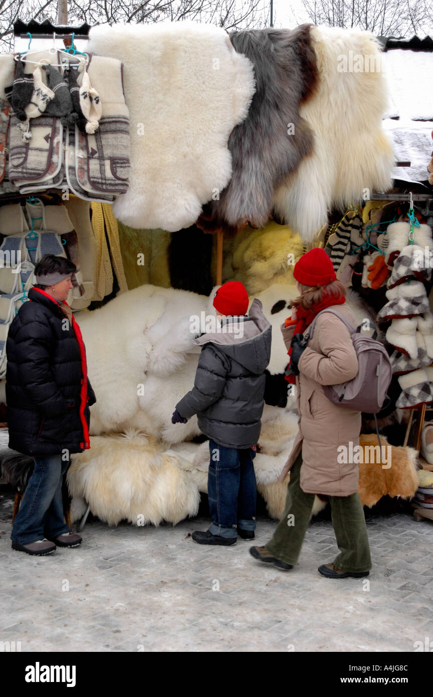 People buying sheep leather Stock Photo - Alamy
