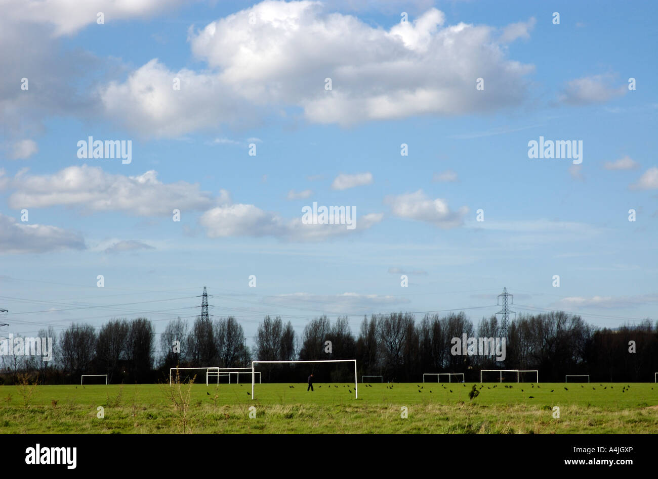 Football pitches on Hackney Marshes, East London Stock Photo - Alamy