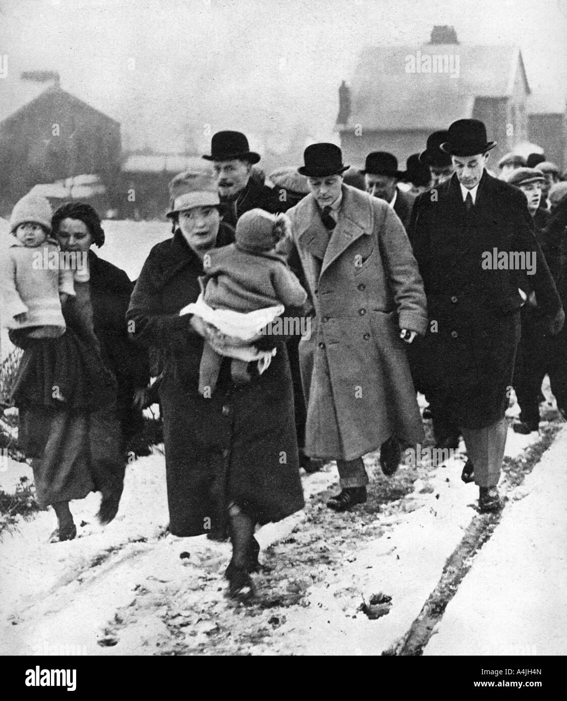 The future Edward VIII walking in the snow in Winlaton, County Durham ...