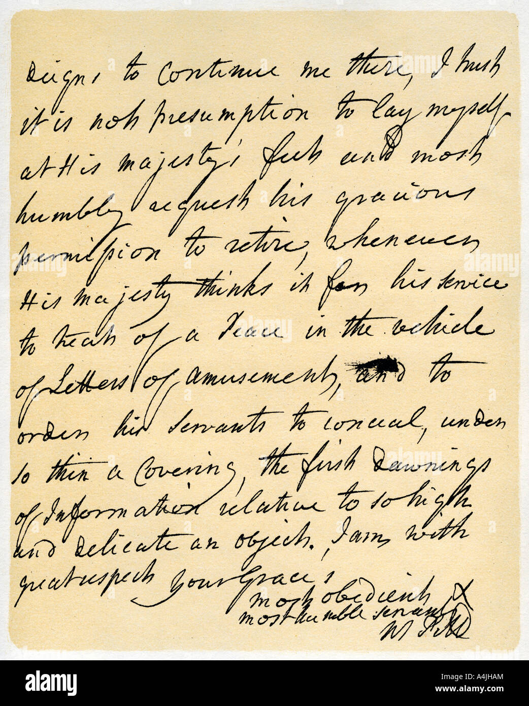 Letter from William Pitt to the Duke of Newcastle, Hayes, 23rd October ...