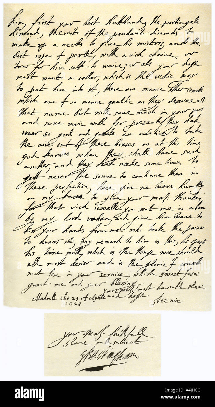 Letter from George Villiers, Duke of Buckingham, to James I, 25th April ...