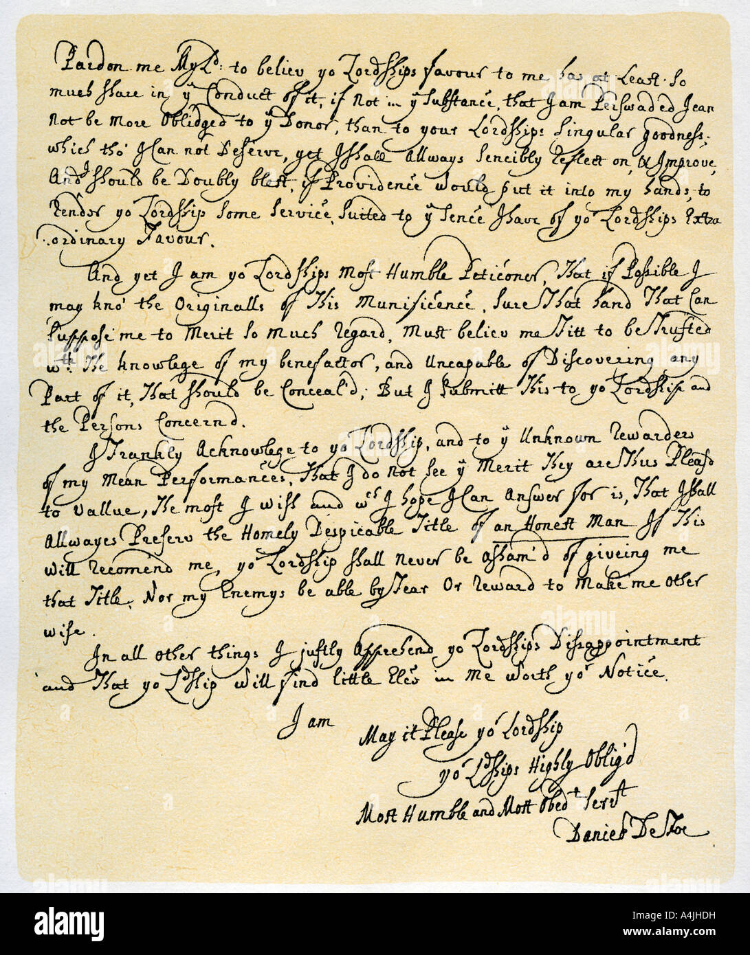 Letter from Daniel Defoe to Charles Montague, 1705.Artist: Daniel Defoe ...