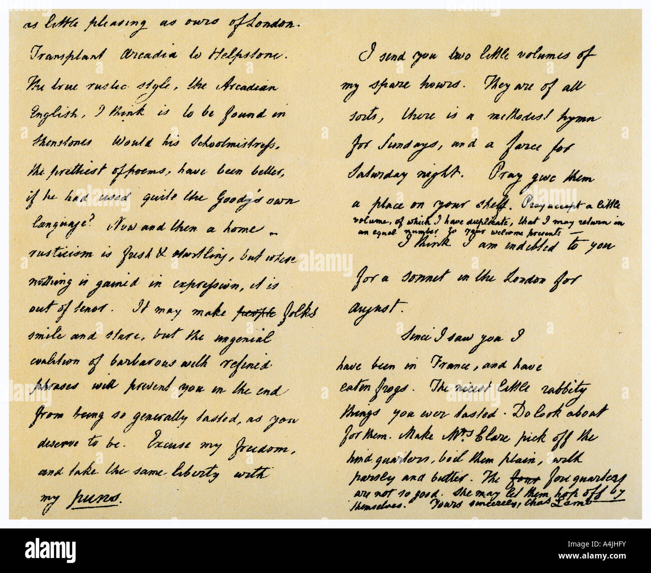 Letter from Charles Lamb to John Clare, 31st August 1822.Artist ...