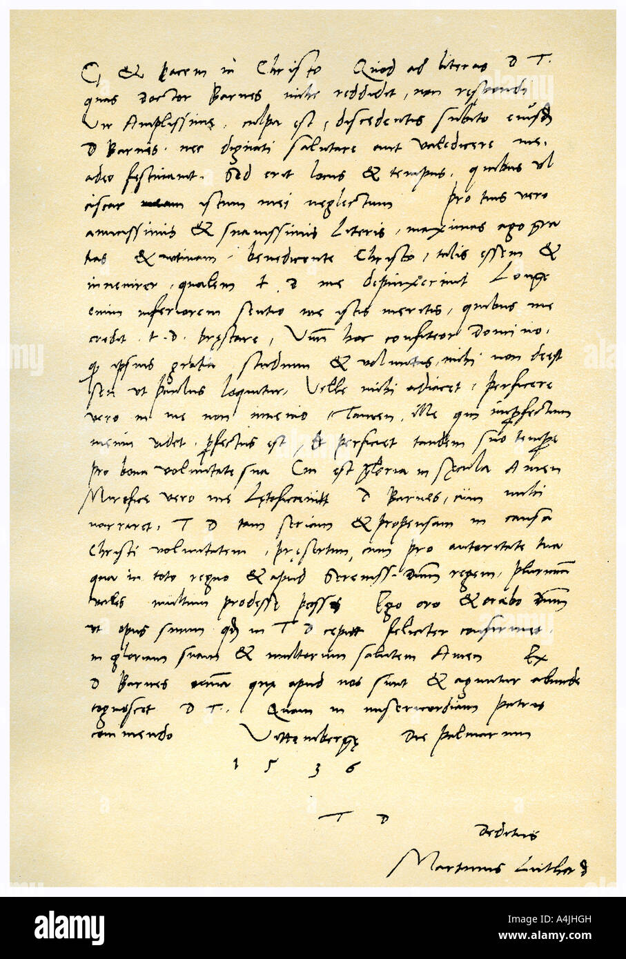 Letter from Martin Luther to Thomas Cromwell, 9th April 1536. Artist ...