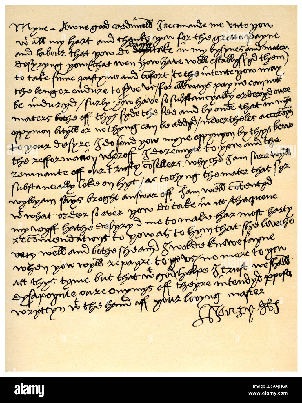 Letter from Henry VIII to Cardinal Wolsey, c1518.Artist: King Henry ...