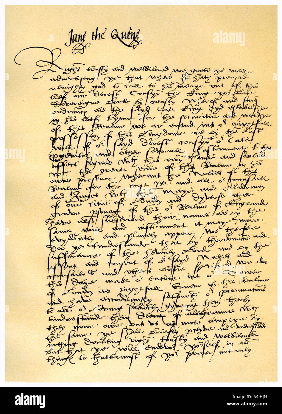 Letter from Lady Jane Grey to William Parr, 10th July 1553.Artist: Lady ...