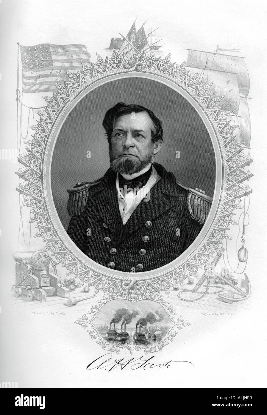 Andrew Hull Foote, American Civil War admiral, 1862-1867.Artist: G ...