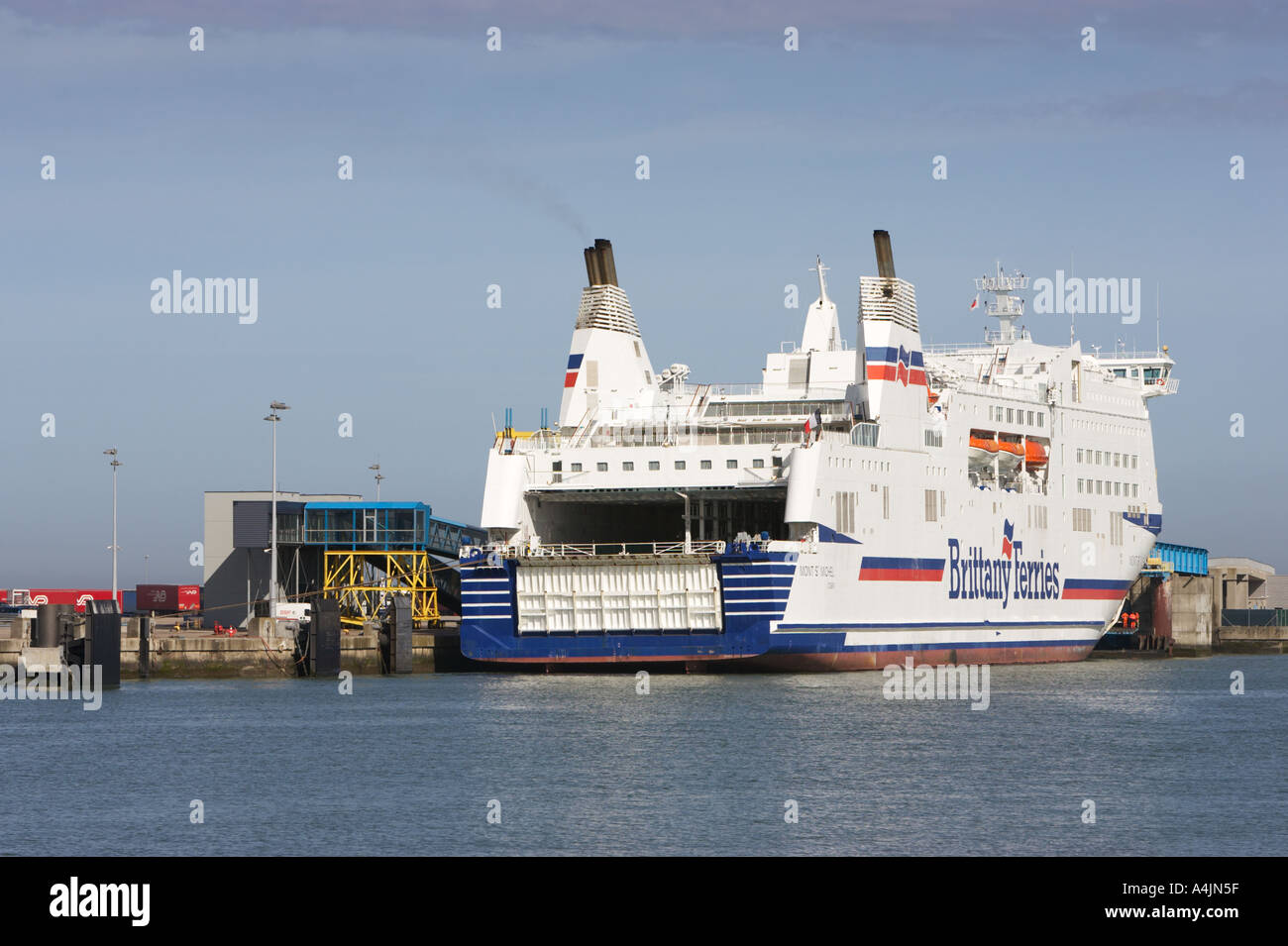 Brittany Cross Channel Ferry docked at Ouistreham Normandy France Stock ...
