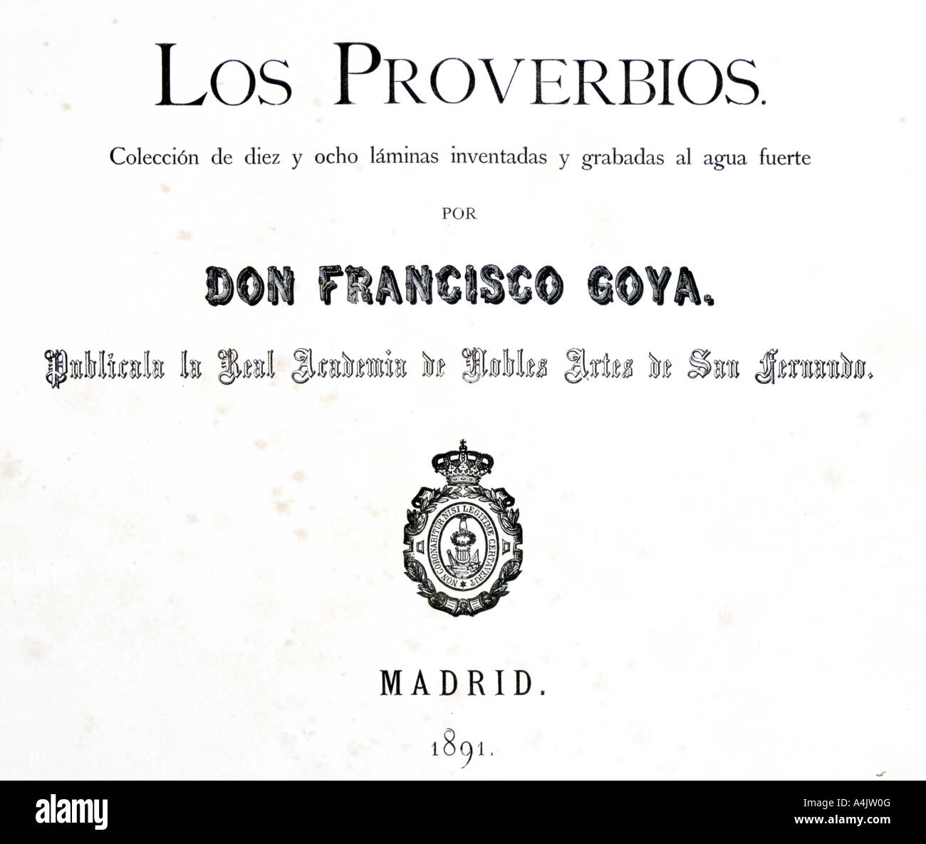 Title page of 'Los Proverbios' or Proverbs', 1819-1823. Artist ...