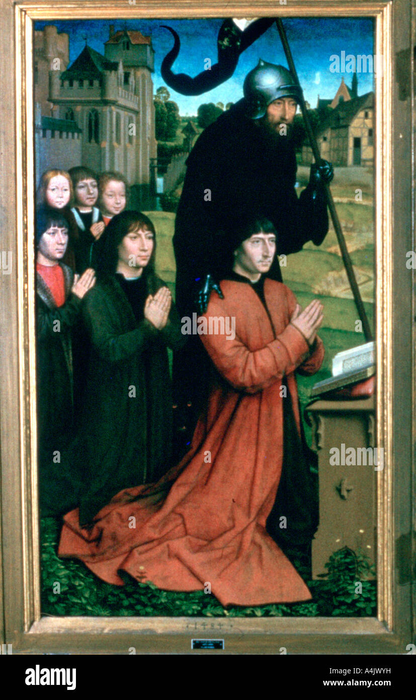 'Triptych of the Family Moreel', Detail, 1484. Artist: Hans Memling Stock Photo - Alamy