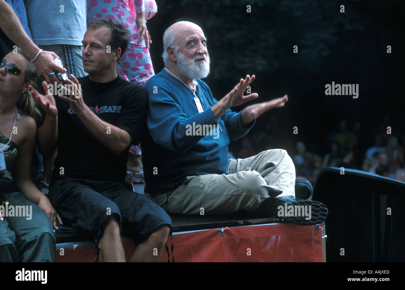Old Boy riding a float the Love parade Berlin Germany july 2001 Stock ...