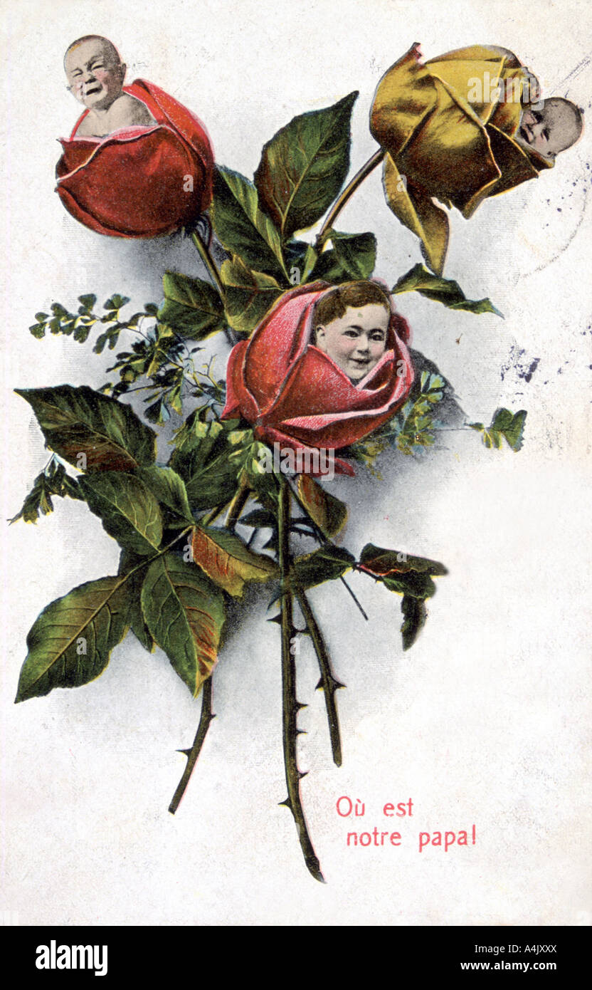 'Where is our dad', French Postcard, c1900. Artist: Unknown Stock Photo ...