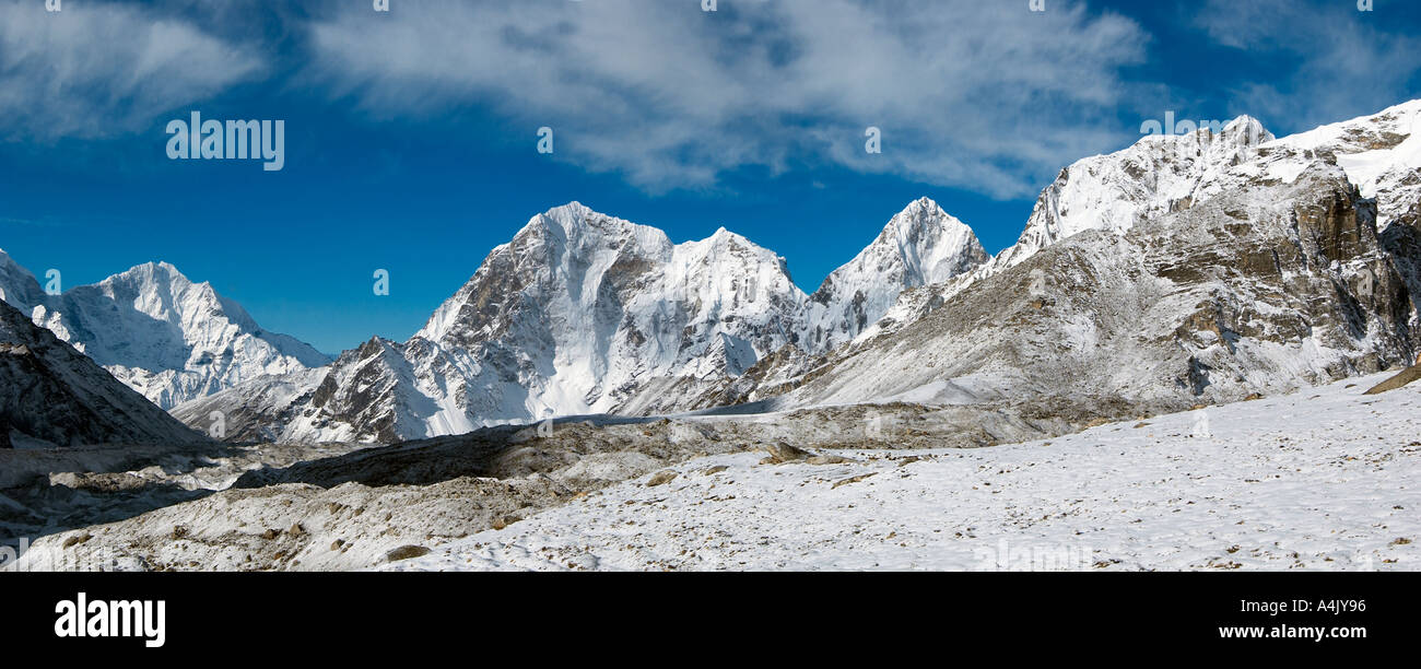 Khumbu Valley Thamserku on left Taweche and Cholatse in foreground ...