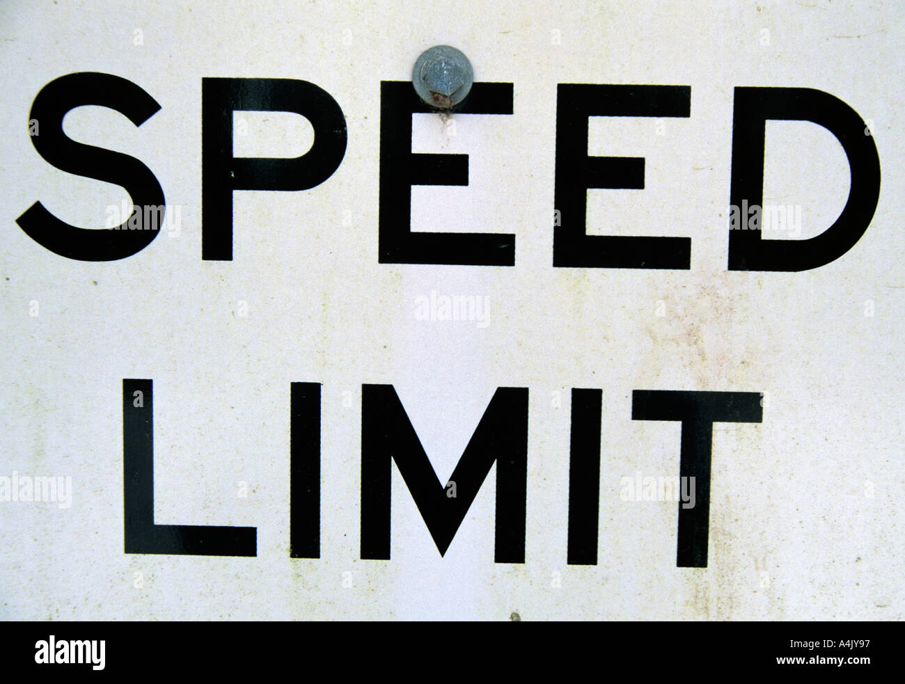 White Speed Limit sign with black lettering Stock Photo - Alamy