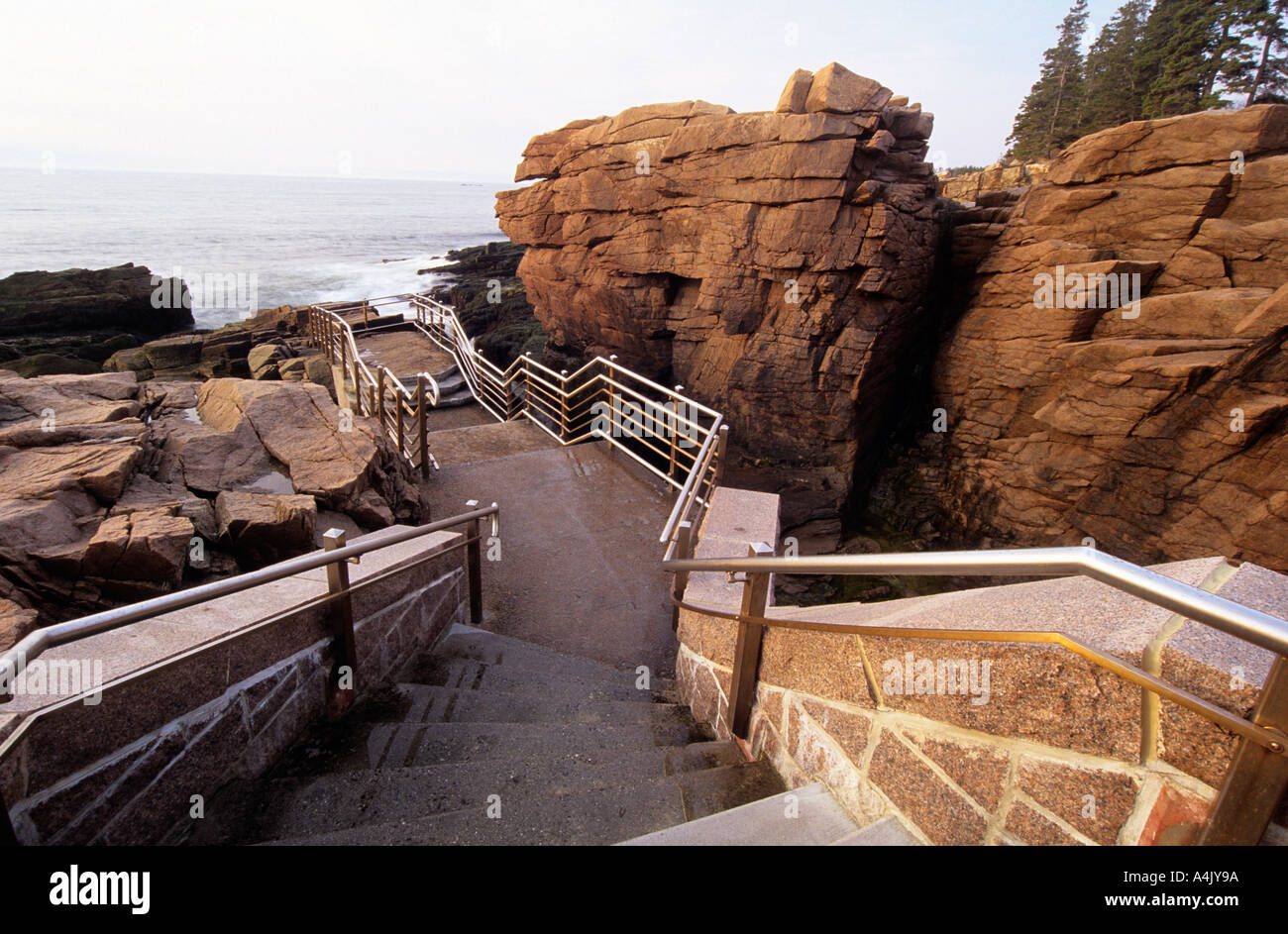 Thunder Hole located in Acadia National Park Maine USA which is on the ...