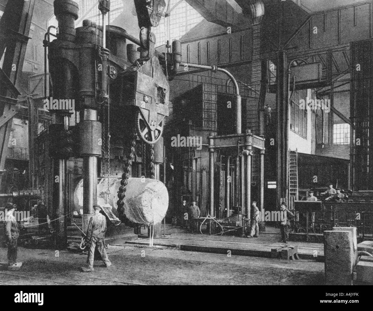 Steel production, Krupp factory, Essen, Germany, World War I, 1917 ...
