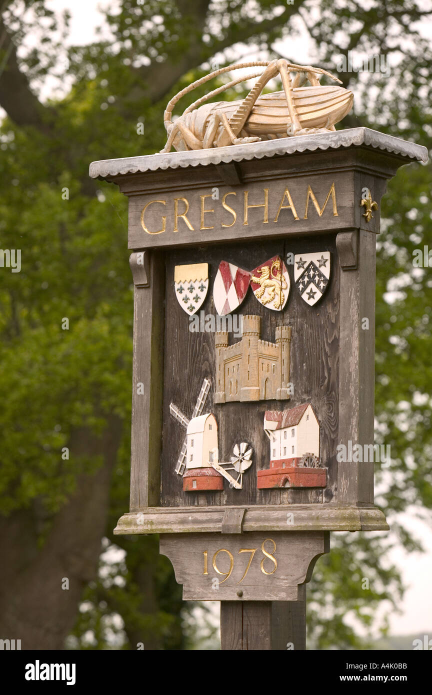 a Norfolk village sign Stock Photo - Alamy