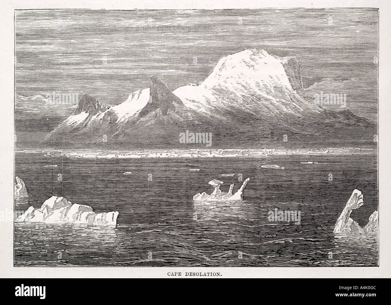 cape desolation Antarctic Antarctica mountain coast line bay ice berg ...