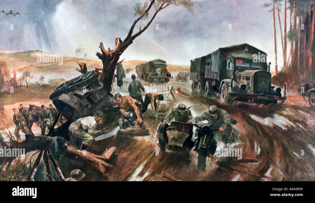 'Road to the Front', superior German organization, 1941. Artist ...