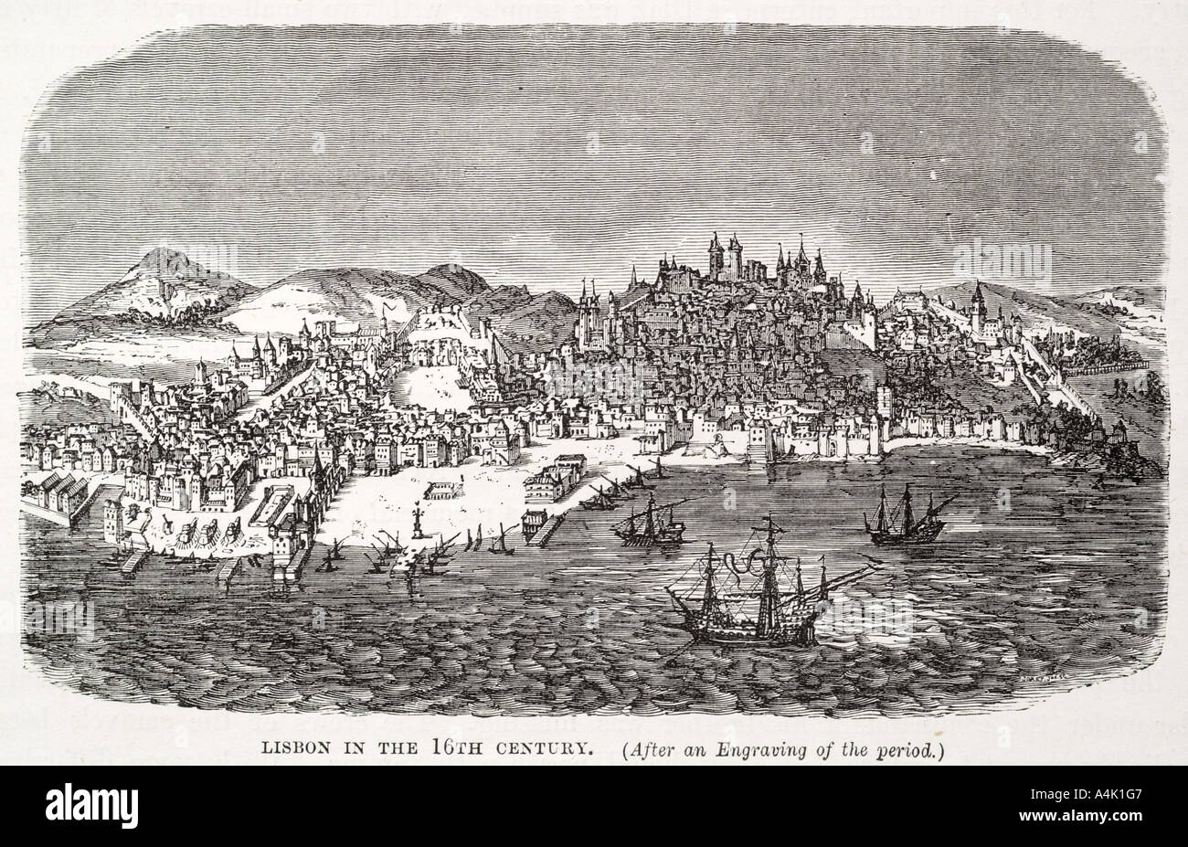 Lisbon 16th century Portugal Portuguese capital port coast harbour ...