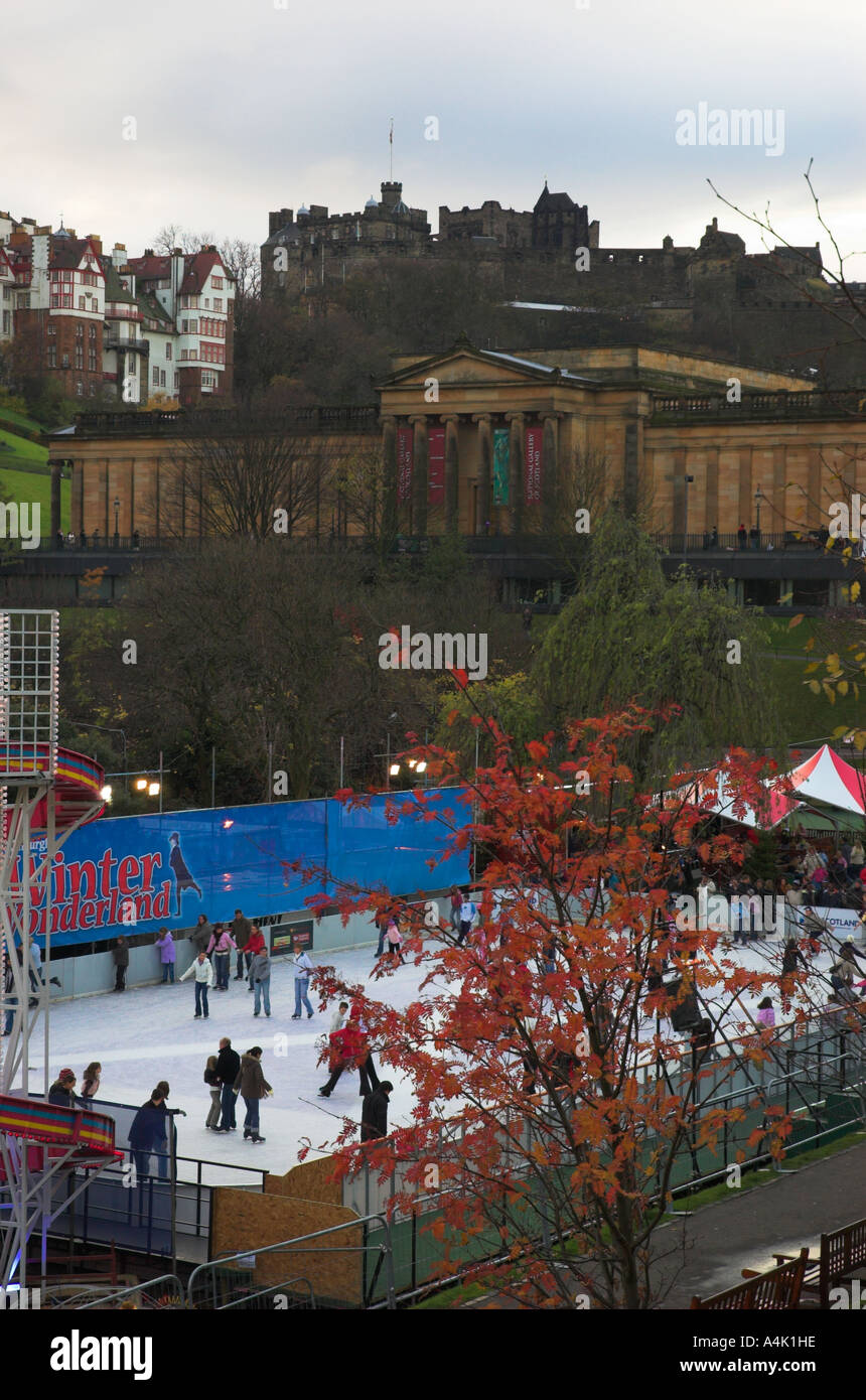 Outdoor ice rink at Christmas, Edinburgh, Scotland Stock Photo - Alamy