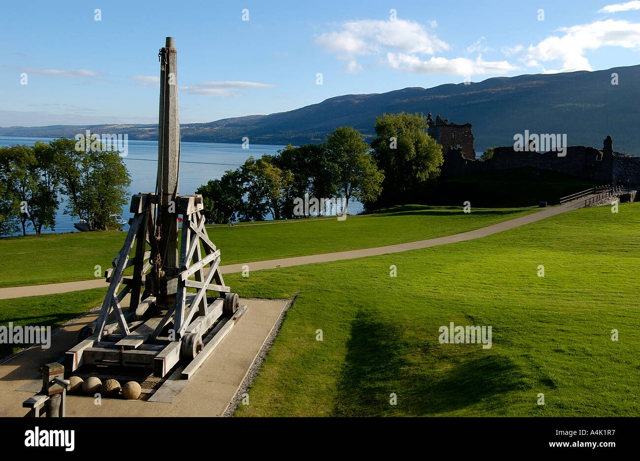 A Trebuchet at Castle Urquhart Loch Ness Scotland UK Stock Photo - Alamy