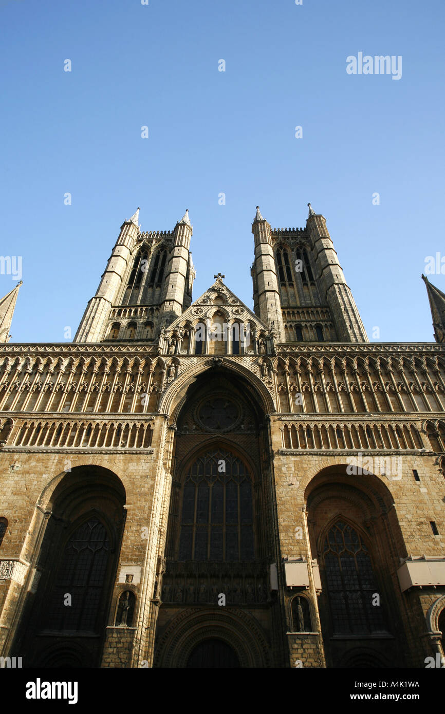 LINCOLN CATHEDRAL WEST FRONT. Uncovered West front of Lincoln Cathedral ...
