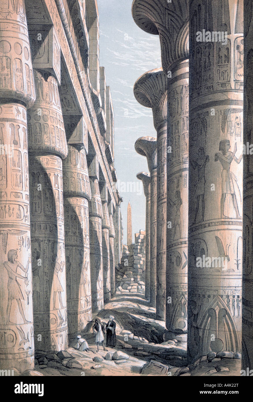 'Great Temple, Karnac', Egypt, 19th century. Artist: George Moore Stock ...