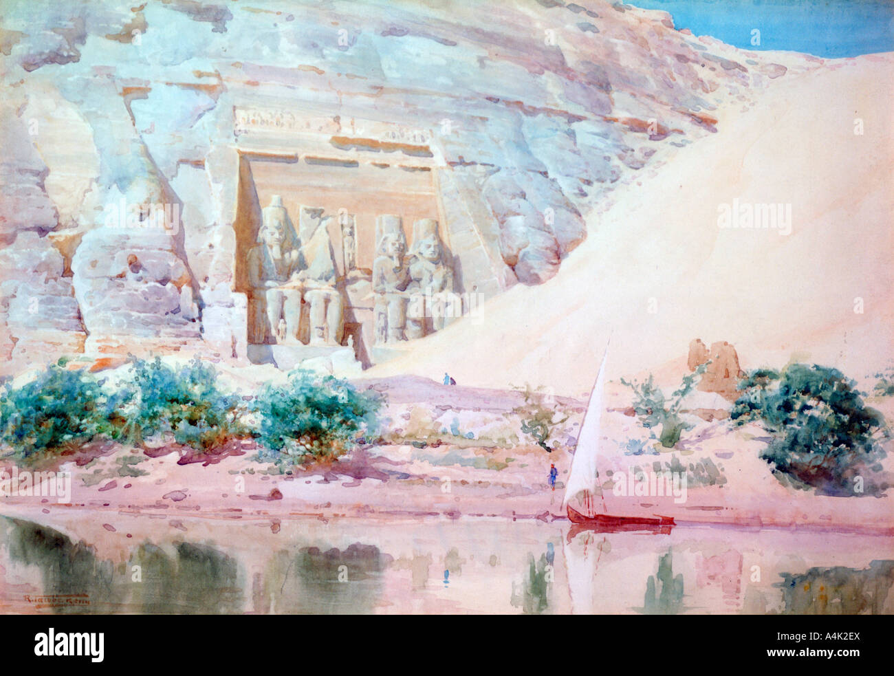 'Temple of Abou Simbel', Egypt, 1897-1934. Artist: Robert Talbot Kelly ...
