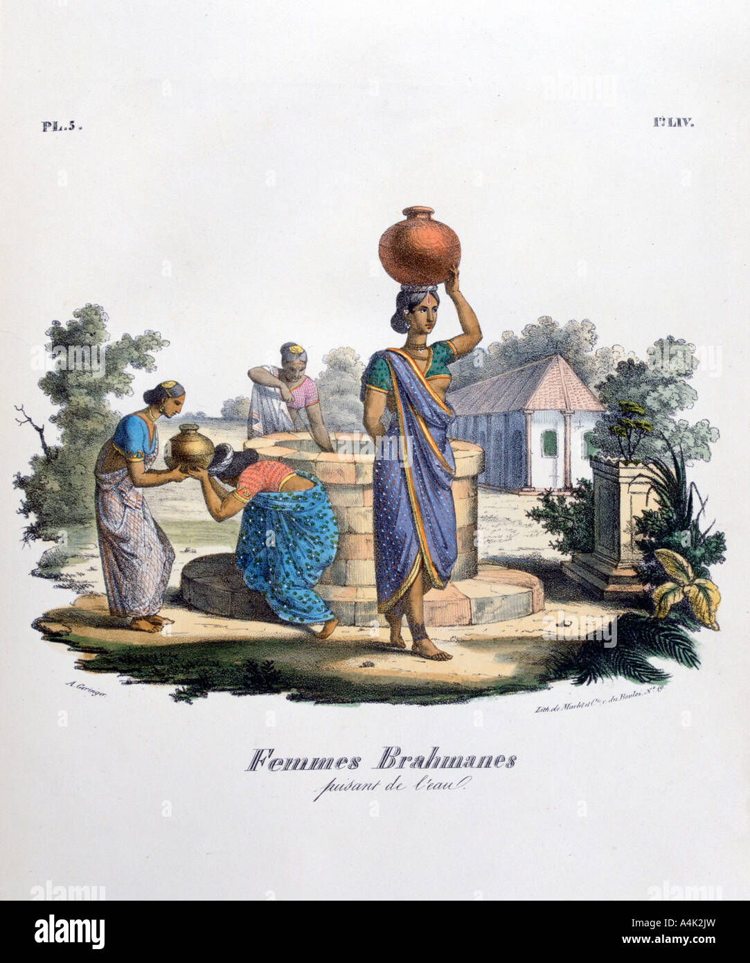 'Brahmin Woman Collecting Water', 1828. Artist: Marlet et Cie Stock ...