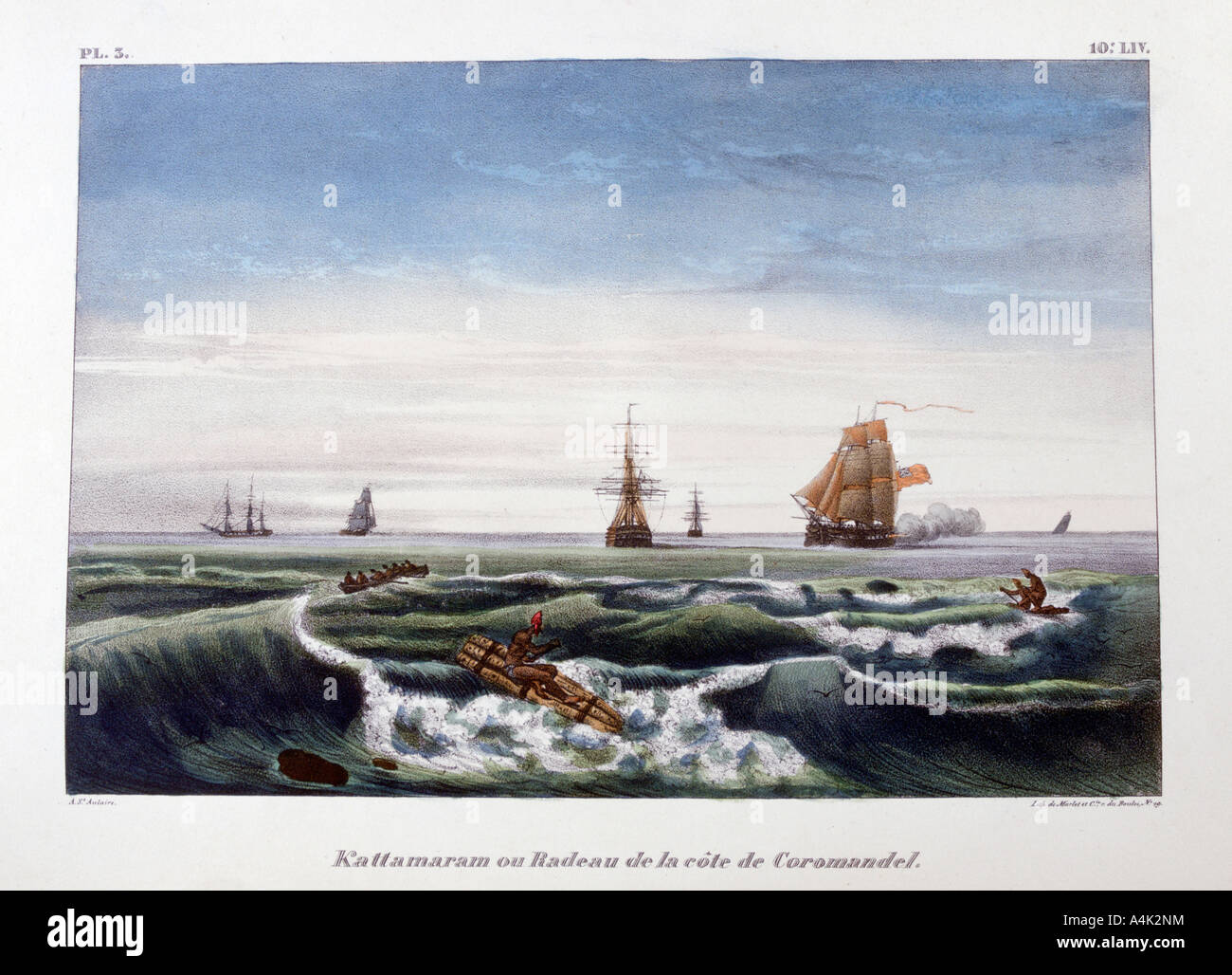 'A Raft off the Coast of Coromandel', India, 1828. Artist: Marlet et ...