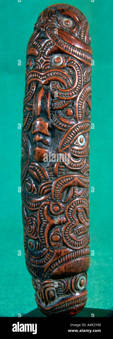 Maori flute (koauau), New Zealand. Artist: Unknown Stock Photo - Alamy