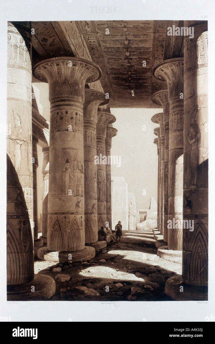 'Hypostyle Hall of the Ramesseum, Thebes', Egypt, 1841. Artist: Himely ...