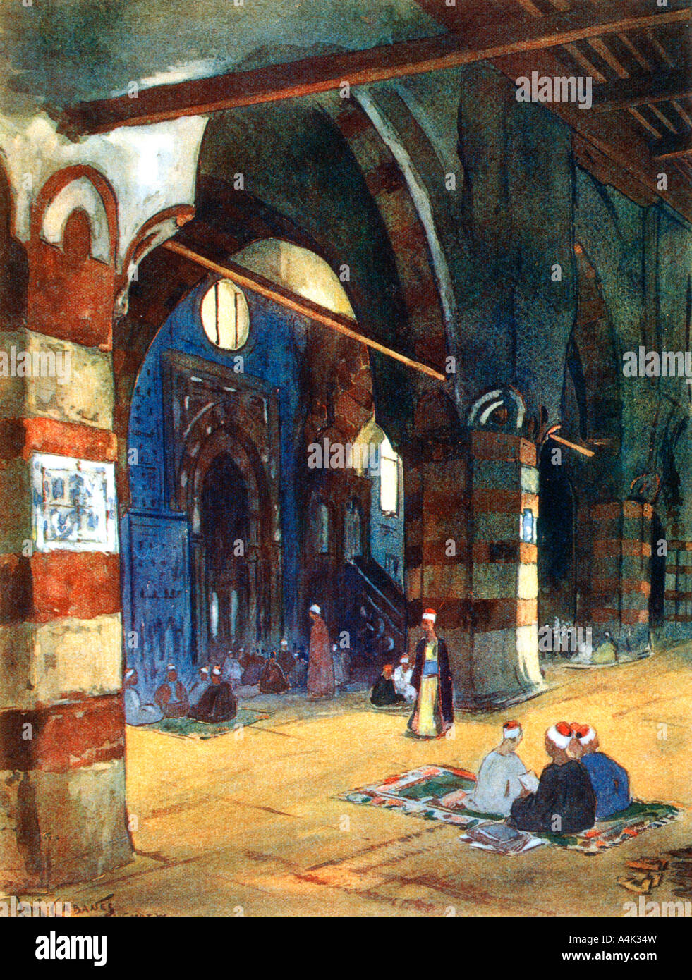 Ibrahim Agha Mosque, Cairo, Egypt, 1928. Artist: Louis Cabanes Stock ...