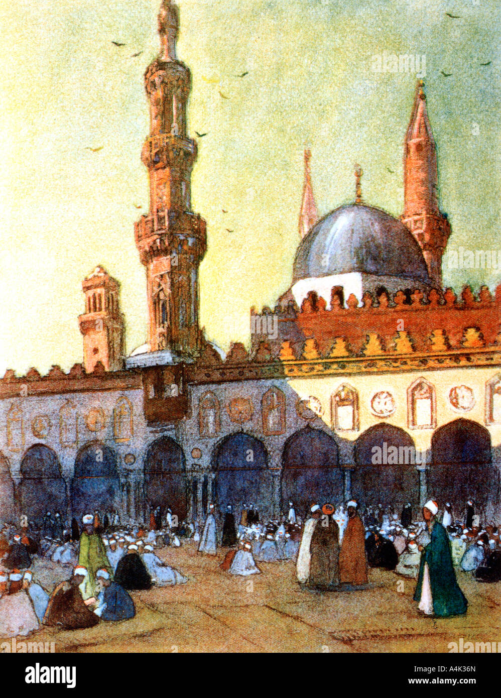 The Mosque of Al-Azhar, Cairo, Egypt, 1928. Artist: Louis Cabanes Stock ...