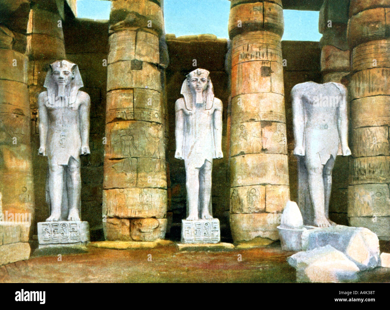 Three statues of Rameses II, Luxor, Egypt, 20th Century. Artist ...
