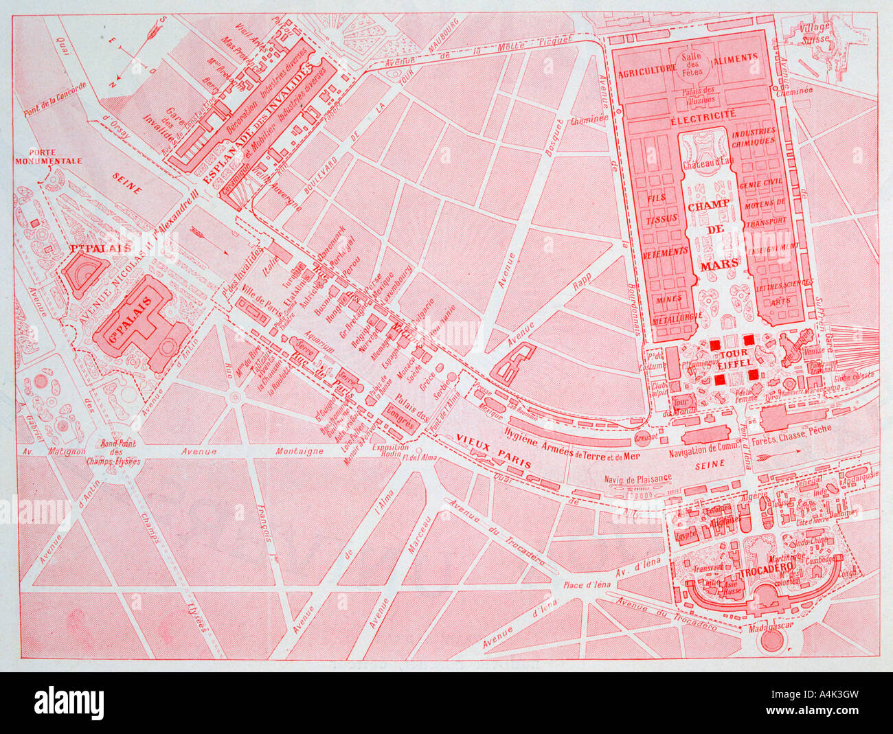 Map of the Paris Universal Exposition, 1900. Artist: Unknown Stock ...