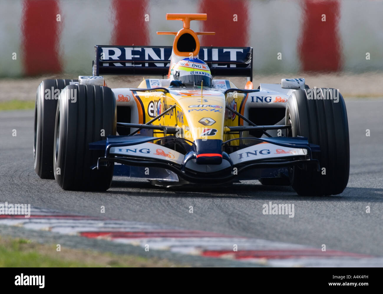 Giancarlo Fisichella ITA in his Renault R27 racecar at the track on ...