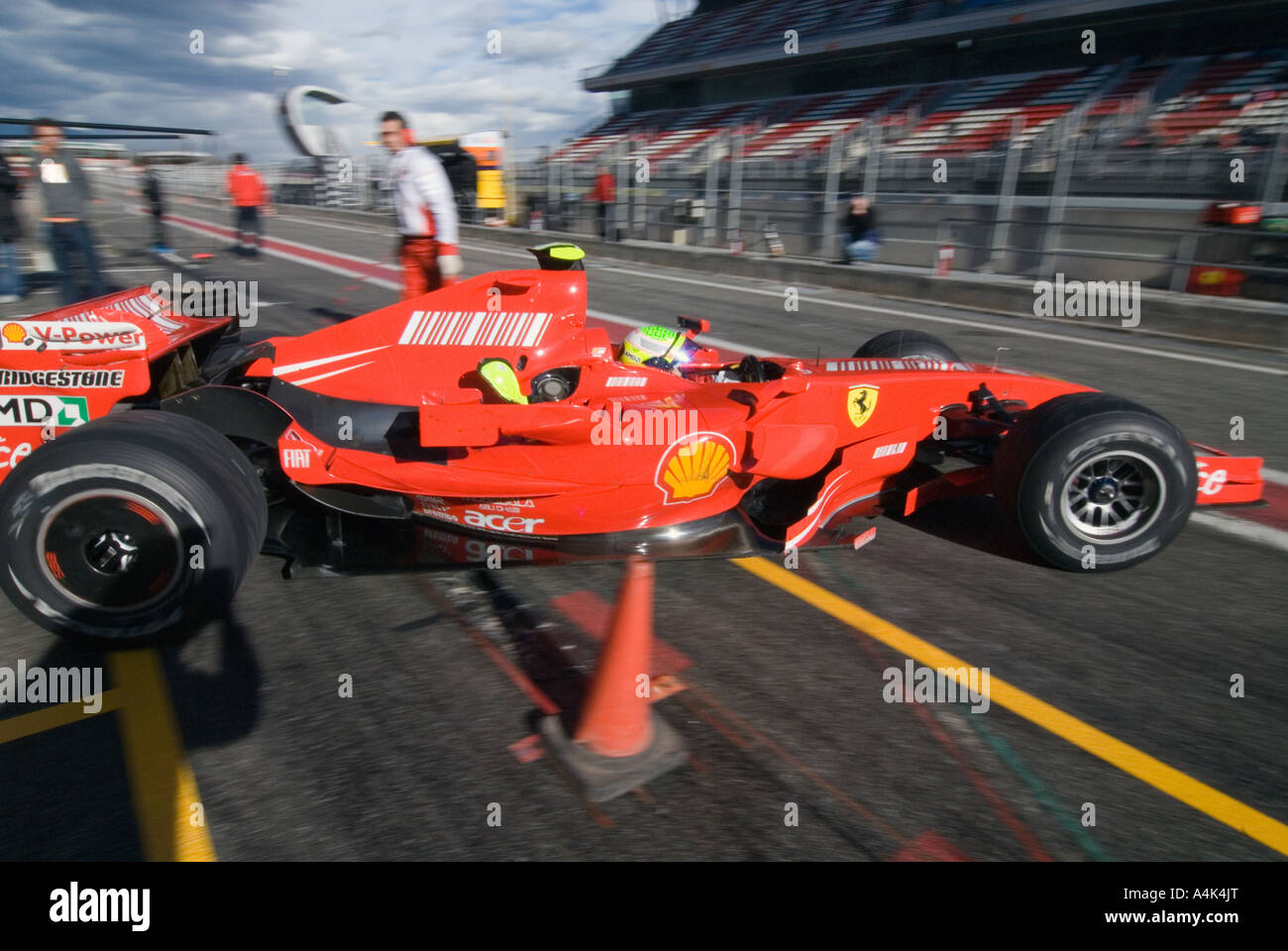 Felipe Massa BRA in his Ferrari F2007 racecar at the track on Circuit ...